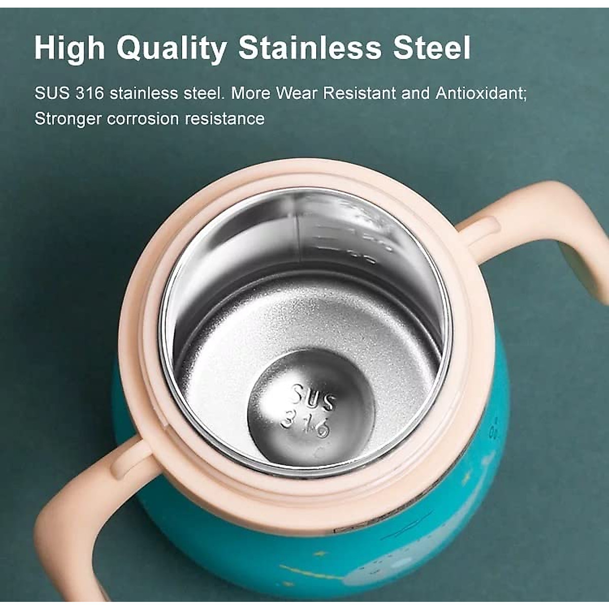 Stainless Steel Double Wall Insulated Water Bottle for kids With BPA free straw + adjustable strap (Pink)