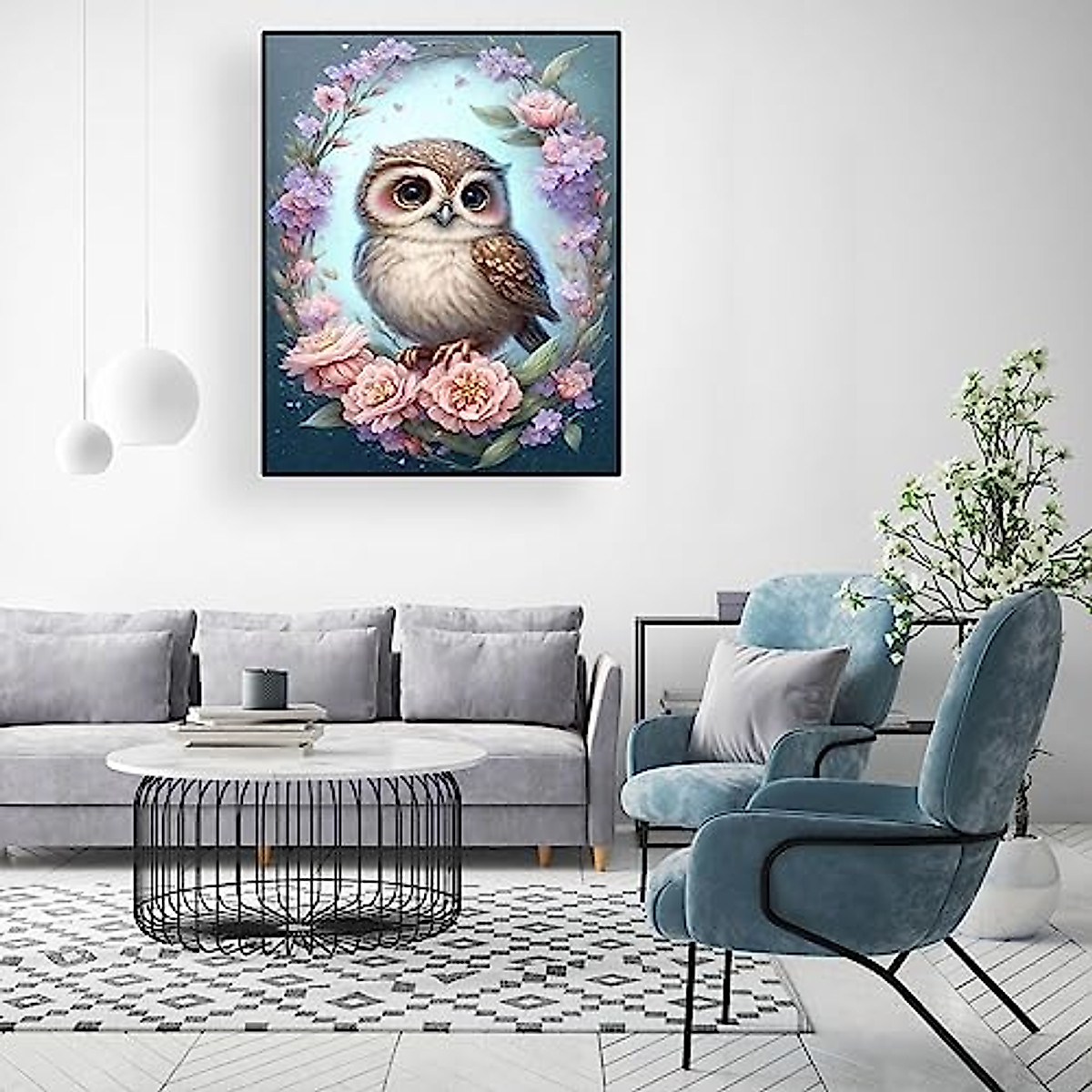 Eterkosu Owl Diamond Painting Kits for Adults Beginners - 5D Animals Full Drill Round Diamond Art Kits Diamond Dots Paintings with Diamonds Rose Flowers Gem Art Rhinestones Picture Crafts Home Decor