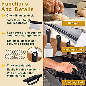 Grilljoy Griddle Accessories Kit Set for Hibachi Grill Flat Top - 26PC Non-Slip Grill Spatulas Set with Cleaning Pad, Burger Press, Egg Rings for Camping Grilling - Ideal for Men Women