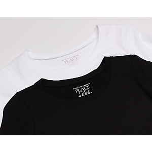The Children's Place baby girls And Toddler Long Sleeve Basic Layering T-shirt T Shirt, Black/White 2 Pack, 4T US