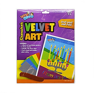 Izzy 'n' Dizzy Hanukkah Velvet Art Kit - 4 Packs of 6 Markers, 1 Velvet Poster - 12" x 8.5"- Chanukah Arts and Crafts - Gifts and Games
