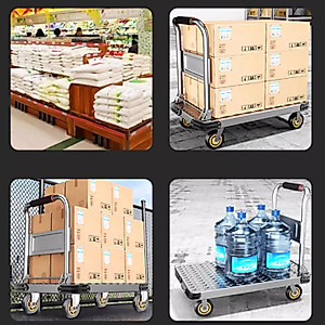 Generic Heavy Duty Hand Truck Foldable Hand Truck Folding Dolly Cart Household Flatbed Cart for Easy Transportation, Black