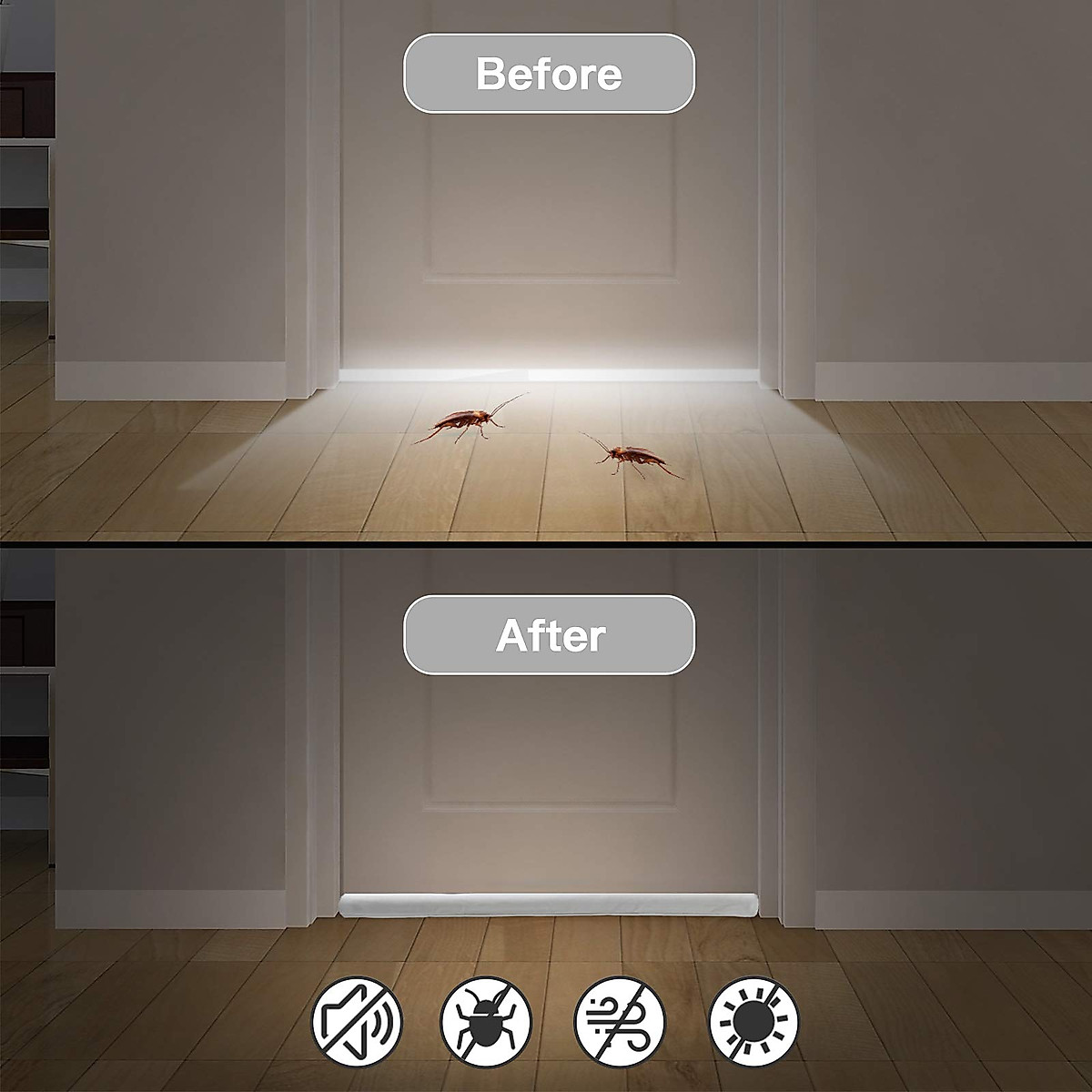 GDHOMM Door Draft Stopper, Door Sweep, Weather Stripping Door Seal Strip Household Products, Door air Blocker, Light Blocker, Noise Blocker, Energy Saving, 30" to 36" Size Adjustable,White