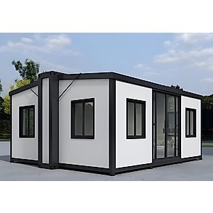 Generic Portable prefabricated house 13x20ft prefab tiny home with Restroom, Mobile Expandable Plastic Prefab House for Hotel, Office, Guard House, Shop, Villa, Warehouse, container house, white