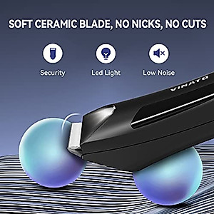 Electric Body Hair Trimmer Shaver - VINATO Waterproof Groin Hair Trimmer for Men Ball Shaver USB Recharge Dock Body Grooming Kit Replaceable Ceramic Blade Male Hygiene Razor - 90 Mins Battery Life