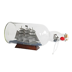 Hampton Nautical Flying Dutchman Model Ship in a Glass Bottle, 11"