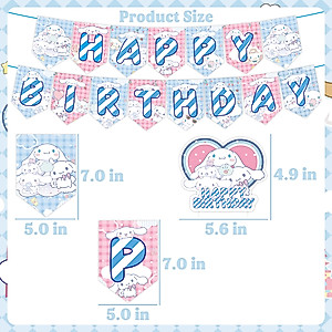 Kawaii Birthday Party Supplies Decorations Include Happy Birthday Banner, Balloon, Backdrop, Tablecloth, Hanging Swirls for Girls Birthday Party Supplies