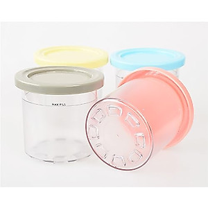 4 Pack Ice Cream Maker Pint Containers with Lid For Ninja - Compatible with NC299AMZ & NC300s Series XSKPLID2CD NC300 NC301 Ninja Creami Replacement Parts, BPA-Free Airtight Dishwasher Safe