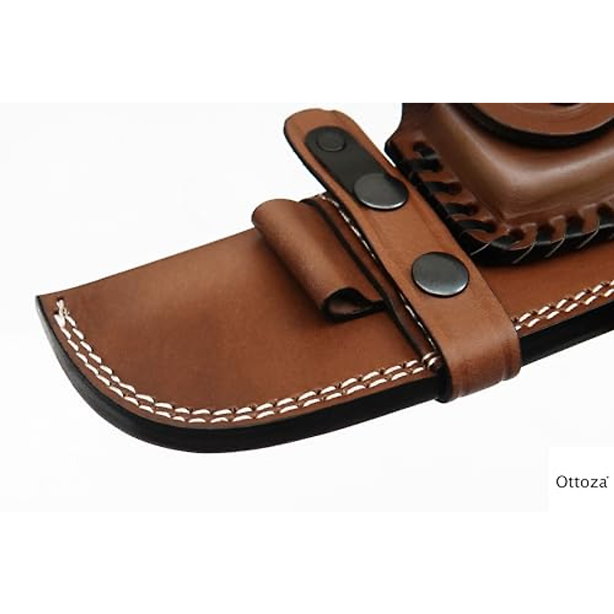 Ottoza Handmade XL Leather Knife Sheath RIGHT HAND Tracker Knife Sheath - Bushcraft Knife Sheath - Hunting Knife Sheath - Survival Knife Sheath Horizontal Carry Dark Brown TOP GRAIN LEATHER No:205