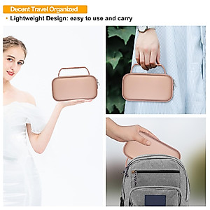 Elonbo Hard Travel Case for Texas Instruments TI-Nspire CX II CAS/CX II/CX CAS Color Graphing Calculator, Extra Zipped Pocket Fits Charging Cable, Charger, Manual, Rose Gold