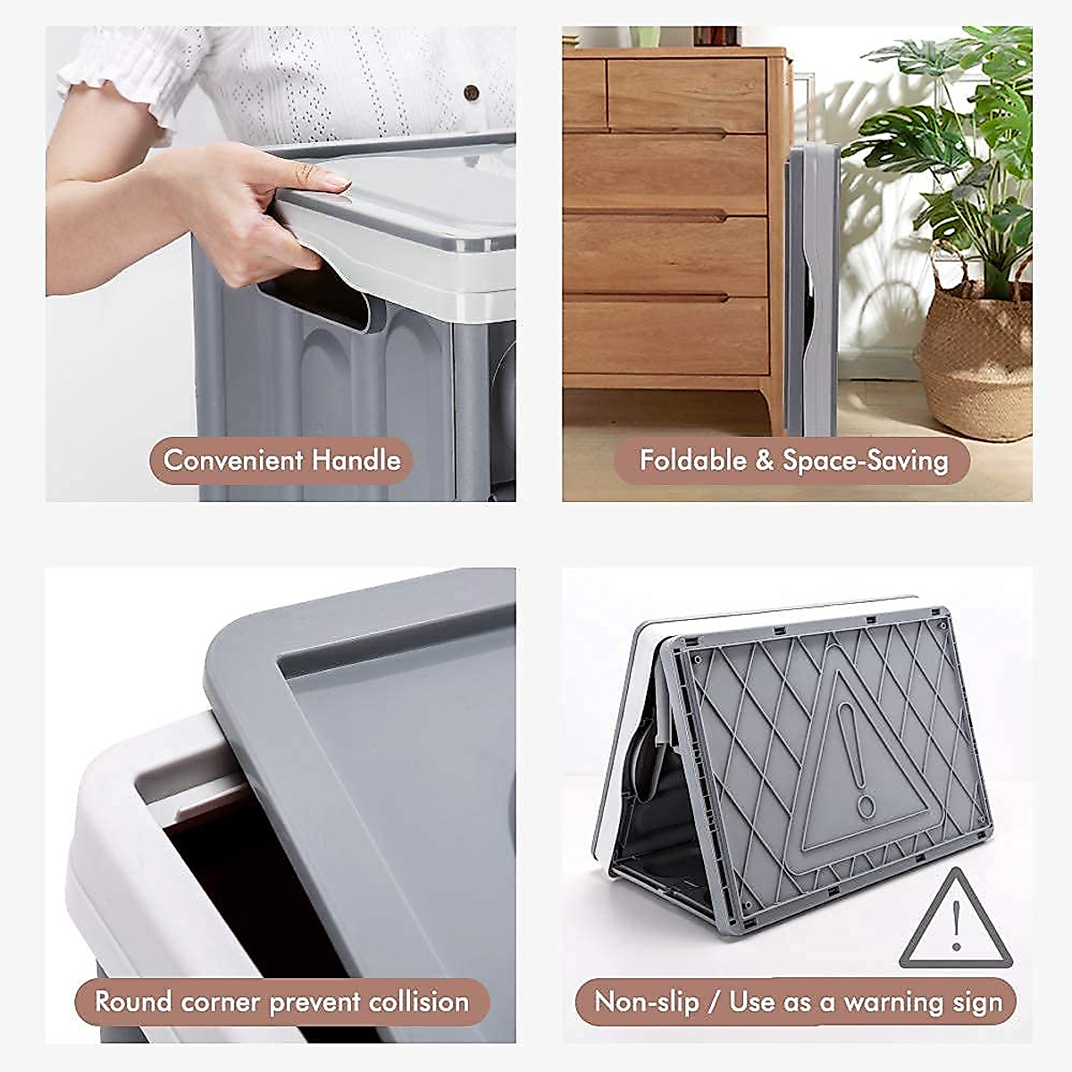 Homde Collapsible Storage Bins Bundle: 2 Gray Storage Boxes and 2 Blue Storage Boxes (Large)