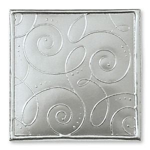 PaperDirect Fancy Swirls Embossed Square Silver Foil Seals, 32 Count