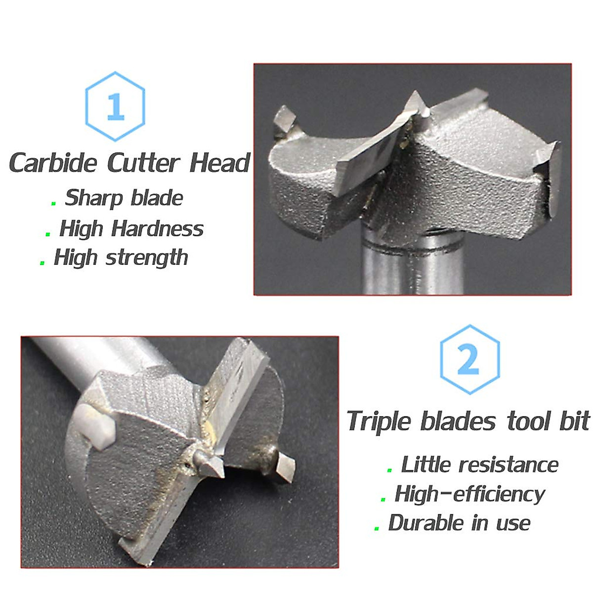 DONJON Forstner Drill Bits Set,Precision Shear Serrated Edge Wood Drilling Forstner Bit,4Pcs(15-40mm) Auger Opener Drilling Wood Plastic Plywood with Round Shank.