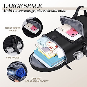 Small Gym Bag for Men and Women, Black Gym Backpack with Shoe Compartment, Weekender Backpack, Workout Bag for Exercise, Travel Duffle Backpack for Cycling, Swiming, Camping