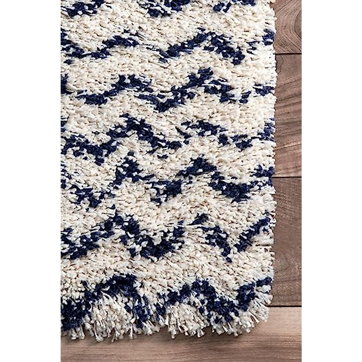 nuLOOM Cuellar Chevron Shag Area Rug, 8' 10" x 12', Navy