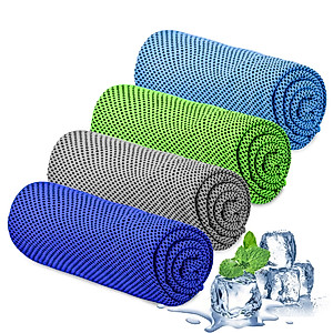 Vhger Cooling Towel, 4 Pack Ice Towel (40"x 12"), Microfiber Towel, Soft Breathable Chilly Towel Stay Cool for Yoga, Sport, Gym, Workout, Camping, Fitness, Running, Workout & More Activities