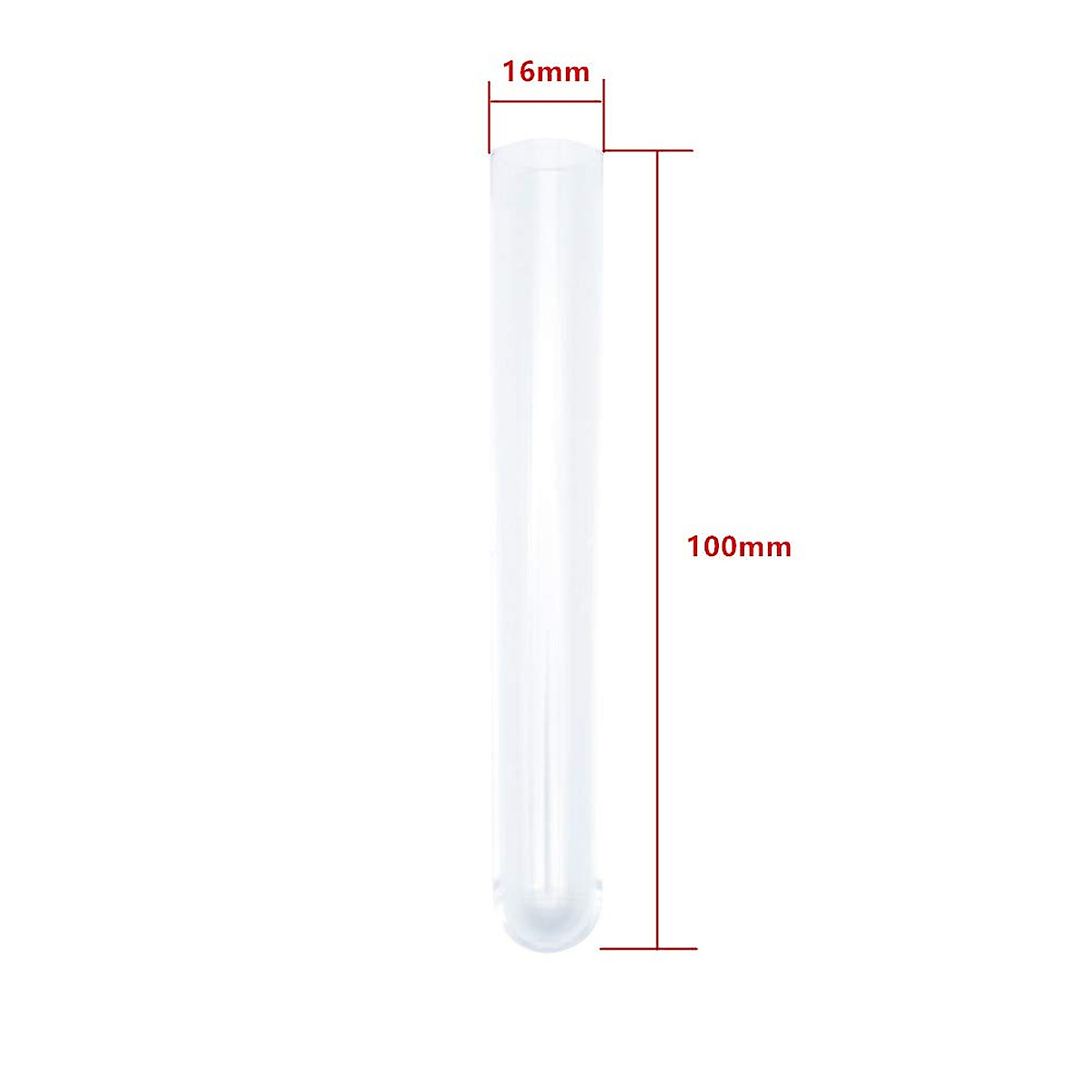 Eowpower 10ml 16x100mm Clear Plastic Test Tubes with Blue Caps, Pack of 50