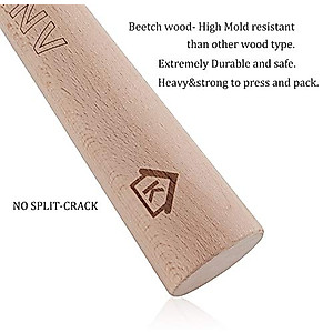 KUNNV Sauerkraut Pounder for Mason Jars Vegetable Fermentation Packer Kimchee Tamper,One Piece of Solid beech Wood (12 inch)