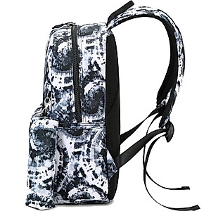 Joyfulife Girls Backpacks, Tie Dye Backpack for Girls Kids Bookbags School Backpack with Lunch Box (Tie Dye Black)