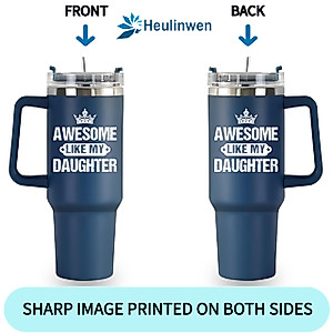 Heulinwen Funny Birthday Gift For Dad From Daughter, Awesome Like My Daughter Tumbler 40oz, Christmas Father's Day Gift For Dad, Father In Law Birthday Gift From Daughter In Law, New Bonus Dad Gift