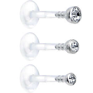 Body Candy Clear Bioplast Triple Forward Helix Barbell 3 Pack 16 Gauge 5/16"