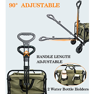 330lbs Collapsible Folding Wagon Cart Heavy Duty Outdoor Utility Wagon Beach Wagon Grocery Wagon Camping Portable Garden Wagon Cart with All-Terrain Wheels(Green)