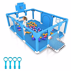 Bouncats Baby playpen, Kids Baby Ball Pit, Playpen for Babies,Indoor & Outdoor Playpen for Babies and Toddlers, Infant Safety Gates with Breath