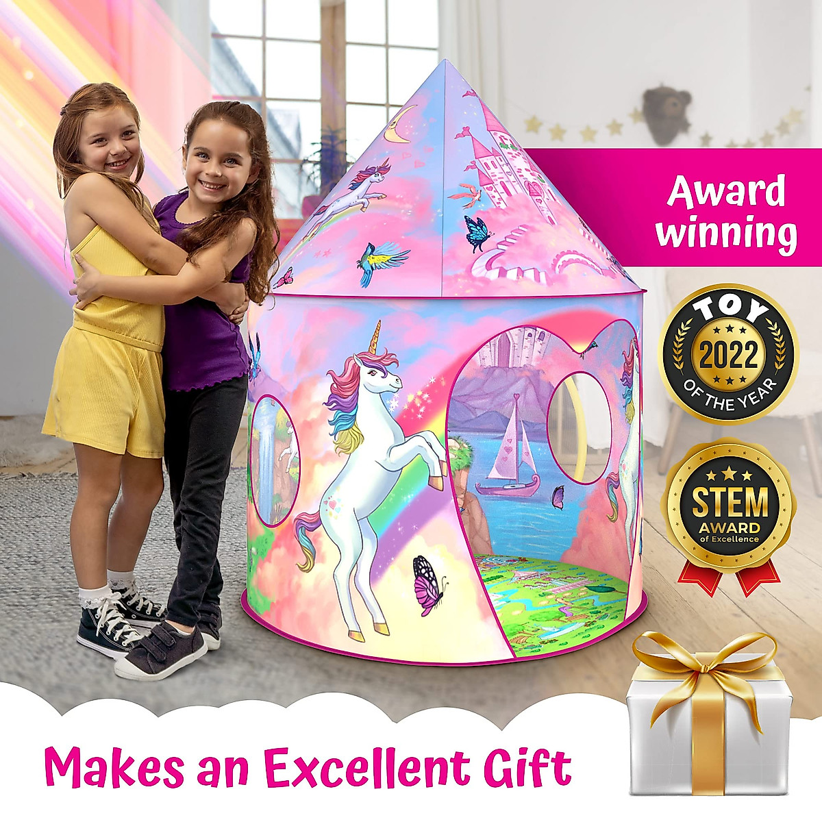Unicorn Kids Play Tent | Extraordinary Magical Unicorn Pop Up Tent for Children Girls & Boys | Enjoy Indoor and Outdoor Imaginative Play | Foldable Playhouse Toy Gift