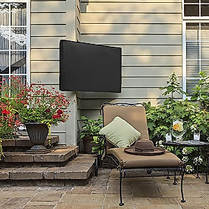 SunPatio Outdoor TV Cover Waterproof and Weatherproof, TV Screen Protector for 48-50 inch TV, Fits Most TV Mounts and Stands, with Built-in Remote Pocket for Outside LED LCD Flat Screen TVs, Black