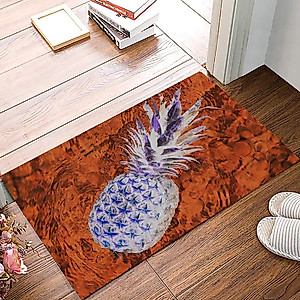 Door Mat for Bedroom Decor, Summer Pineapple in The Brown Water Floor Mats, Holiday Rugs for Living Room, Absorbent Non-Slip Bathroom Rugs Home Decor Kitchen Mat Area Rug 18x30 Inch