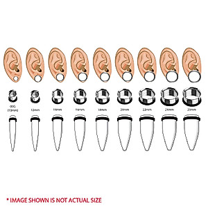 BodyJ4You 36PC Ear Stretching Kit - 00G-25mm Big Gauges - Black Surgical Steel Single Flare Tunnels Plugs Acrylic Tapers - Stretchers Weights Expanders Eyelets