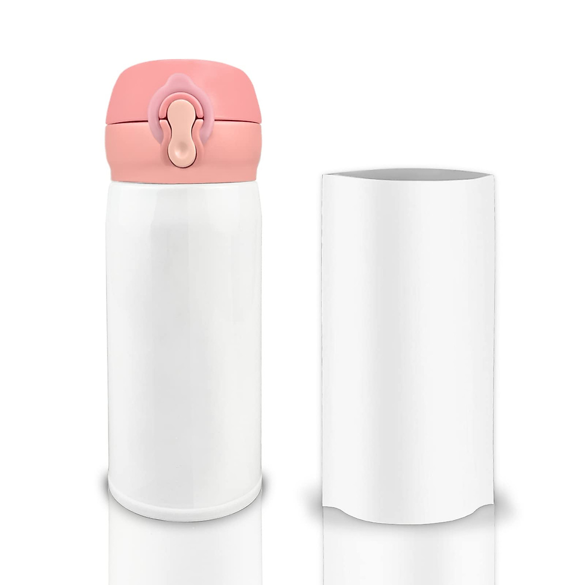 AiHeart Kids Sublimation Water Bottle,10oz Blank Stainless Steel Kid Thermo Mug,Double Wall Vacuum Insulated Sport Water Bottle,With Shrink wrap films and Lid,For School Travel(Light Pink)