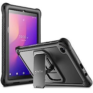 Fintie Case for for Alcatel Joy Tab 2 Tablet 8-inch 2020 Release (Model: 9032Z) - [Built-in Kickstand] Anti Slip Kids Friendly Shockproof Silicone Protective Cover (Black)