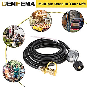 Lemfema 12FT Propane Hose Regulator - 3/8 inch Female Quick Connect Disconnect x QCC1 Propane Tank Connection Replacement for Mr. Heater Big Buddy Heater