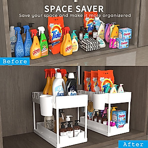 Nanzaold Under Sink Organizers and Storage, Cabinet Organizer Shelf for Bathroom,Kitchen Organization and Storage (White)