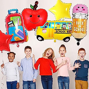 Back to School Decorations Balloons, Big Back to School Party Decorations Set, School Themed Cartoon Foil Balloons, First Day of School Decorations Pack of 6, Welcome Back to School Party Decor