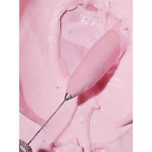 Smooth Operator Pink Handheld Electric Whisk, Milk Frother, Foam Maker for Protein, Coffee & More - Stainless Steel Stand Included