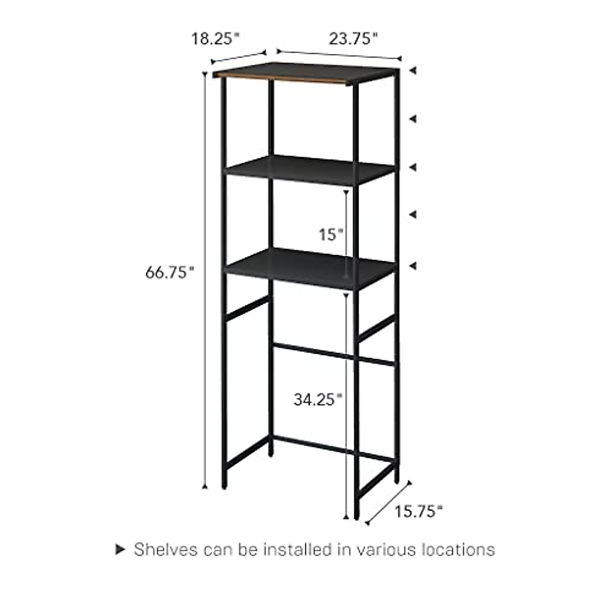 Yamazaki Home Kitchen Appliance 3 tier Storage Rack-Standing Organizer Shelves, One Size, Black