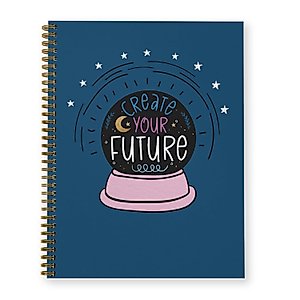 Create Your Future 8.5" x 11" Crystal Ball Spiral Notebook/Journal, 120 Dot Grid Ruled Pages, Durable Twin Loop Gloss Laminated Cover, Gold Wire-o Spiral/Made in the USA