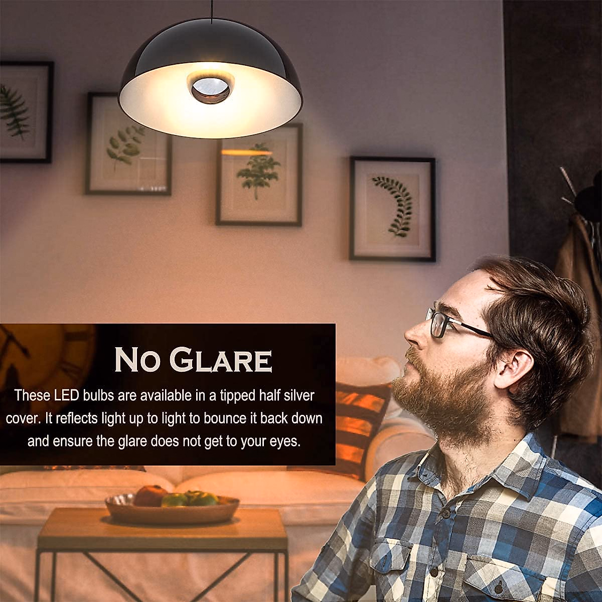 MAPCYON Half Gold Light Bulb Dimmable, 6W (Equivalent 60 Watt) G80/ G25 Globe Shape Decorative LED Light Bulb, 2700K Warm White Edison Bulb, Gold Tipped Mirror Bulb, E26 Base Pack of 2