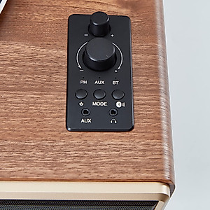 Arkrocket Huygens High Fidelity Bluetooth Record Player with Built-in Speakers Belt Drive Vinyl Turntable with Moving Magnet Cartridge, Bluetooth Input Output and Aux-in (Huygens Walnut)
