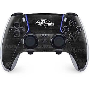 Skinit Gaming Decal Skin Compatible with PS5 DualSense Edge Pro Controller - Officially Licensed NFL Baltimore Ravens Black & White Design
