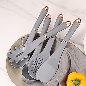 6-piece Non-stick Silicone Cooking Kitchen Utensils Spatula Set With Rocket Holder, Cool Anti Scratch Kitchen Utensils, Chef Gifts for Men Unique Funny (Color : Pink)