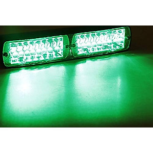 LED Emergency Warning Light XTAUTO 16 LED High Intensity Windshield Hazard Warning Flashing Strobe Law Enforcement Interior Roof Dash Windshield Lamp Lights with Suction Cups for Car Truck Green