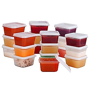 Greenco Mini Rectangular Storage Containers, 20 Pack, 2oz Reusable Small Plastic Storage Container Jars with Lids | Perfect for Baby Food, Snacks, Sauces, Candy, and More |Freezer & Dishwasher Safe