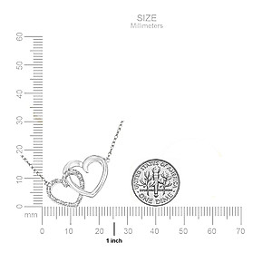 Interlocking Double Heart Diamond Pendant Necklace in 925 Sterling Silver, 0.05 Cttw (I-J Color, I3 Clarity), with 17-inch Adjustable Silver Chain, by Brilliant Expressions