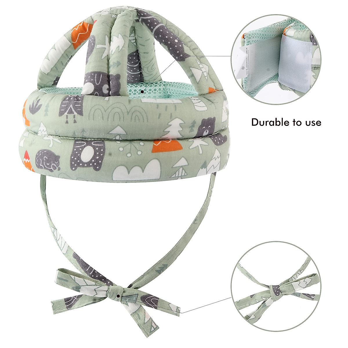 Baby Safety Helmet Infant Toddler Breathable and Adjustable Head Cushion Bumper Bonnet for Running Walking Crawling (Green),BB-1003 Green