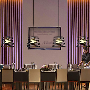 DULAB Wrought Iron Spiral Decorative Pendant Lamp, Retro Creative Black Lampshade Hanging Light, Ceiling Lighting Fixture，Chandelier is English Porch Bedroom Homestay.