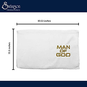 Swanson Christian Products Embroidered Hand Towels - 'Man of God' - Gifts for Pastor, Clergy, & Ministers - Pastor Towel - Cotton Towel - White with Gold Lettering