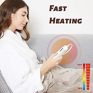 Tefici Electric Heated Blanket Throw, Super Cozy Soft Flannel 50" x 60" Heated Throw with 3 Fast Heating Levels & 4 Hours Auto Off, Machine Washable, ETL&FCC Certification, Home Office Use, Camel